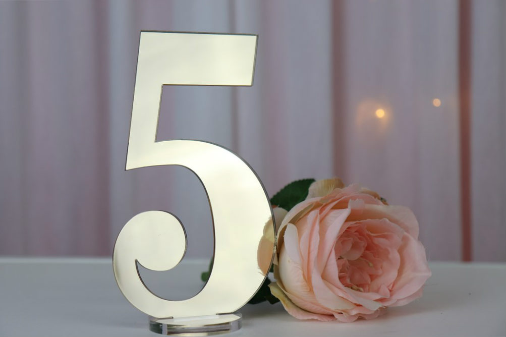 Gold Mirror Table Numbers | Country Charm Event Hire