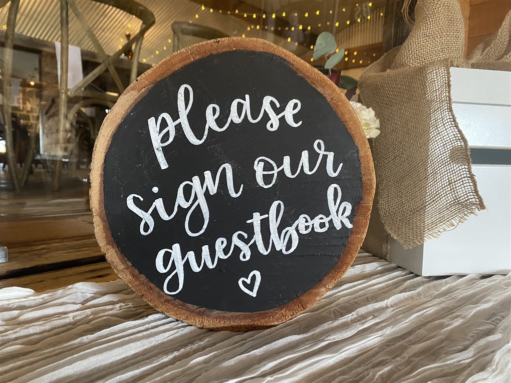 'Please Sign Our Guestbook' Sign - Country Charm Event Hire