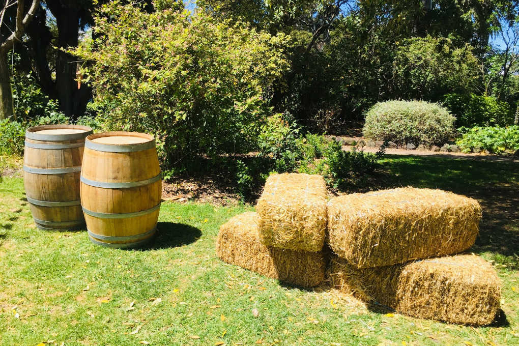Hay Bale & Wine Barrel Package - Country Charm Event Hire
