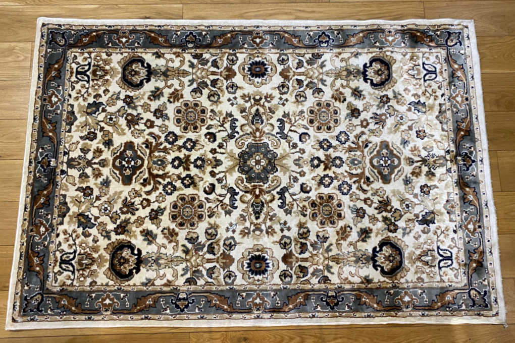 Cream & Olive Vintage Rug - Melbourne - Country Charm Event Hire