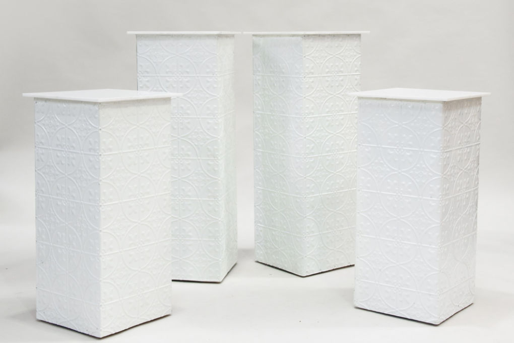 Set of 4 White Plinths | Country Charm Event Hire