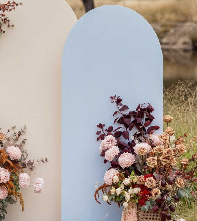 Pastel Blue Arch Backdrop | Country Charm Event Hire