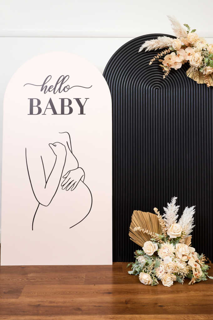 Hello Baby Arch Backdrop | Country Charm Event Hire