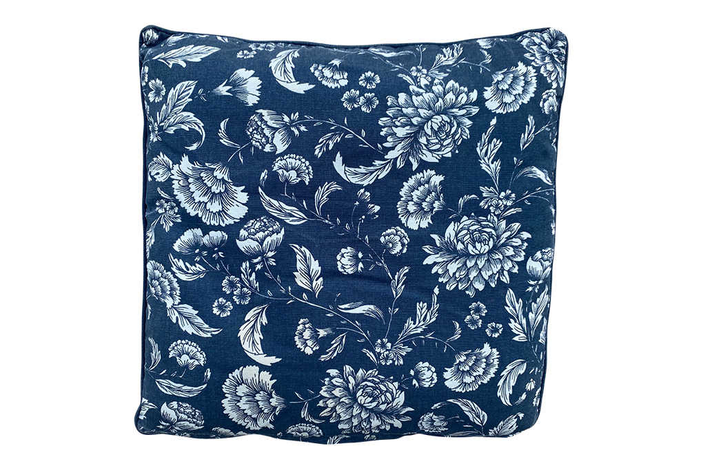 Blue & White Floral Print Cushion | Country Charm Event Hire