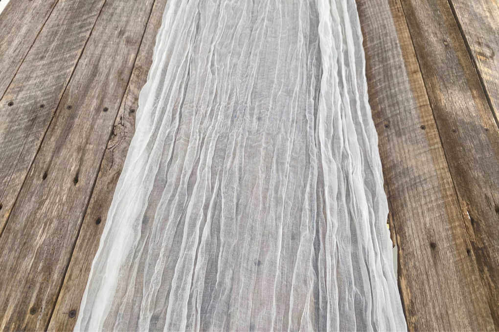 White Cheesecloth Table Runners | Country Charm Event Hire
